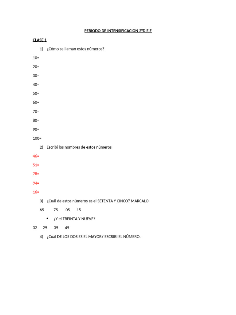 Periodo de Intensificacion Matematica | PDF