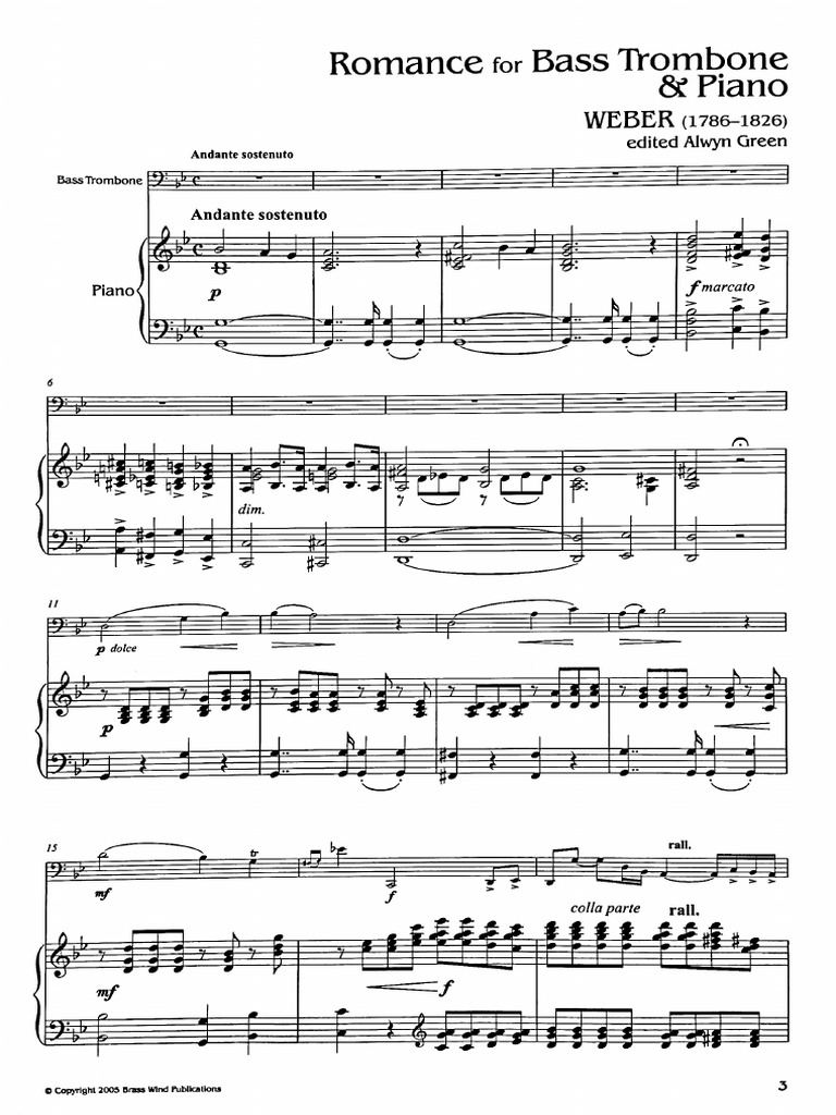 Romance For Bass Trombone Score | PDF