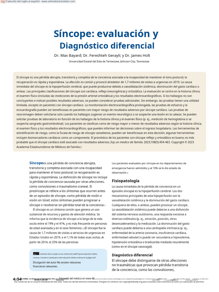 2023 Bayard Syncope Evaluation and Differential Diagnosis - En.es | PDF | Enfermedades y ...