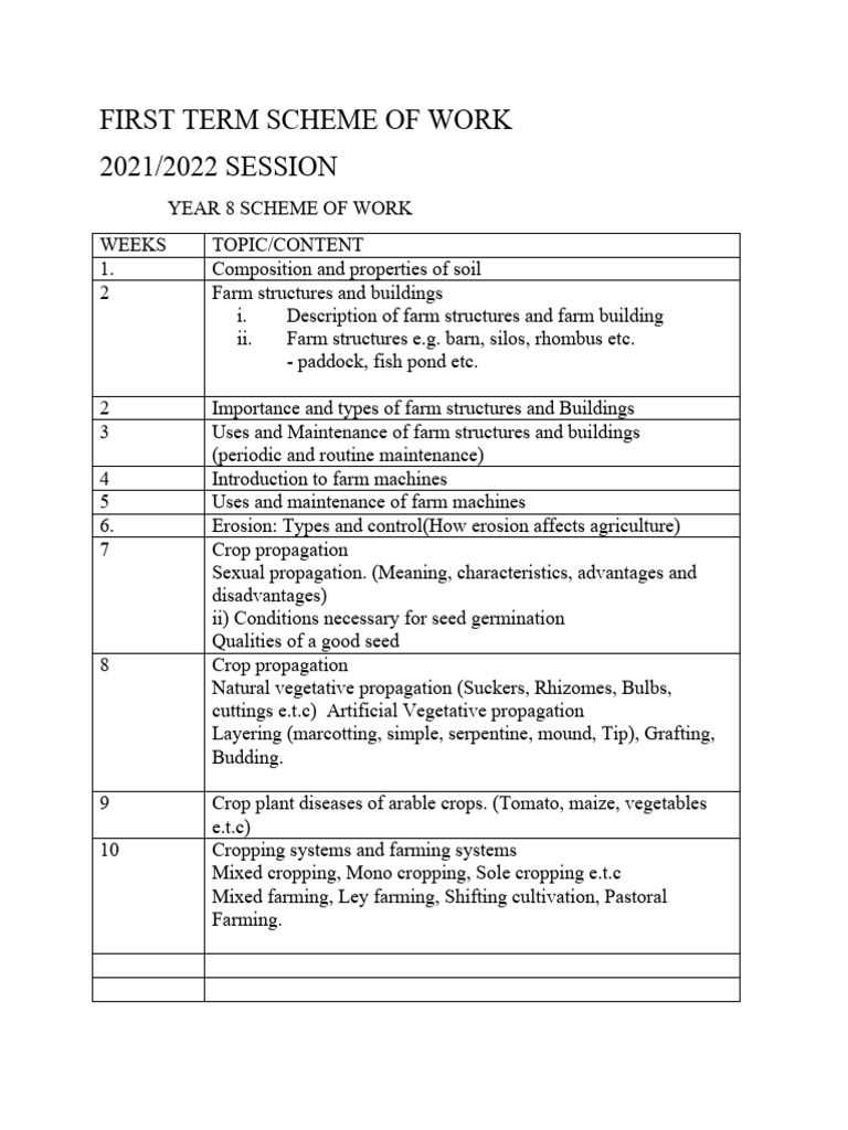 First Term Scheme of Work | PDF