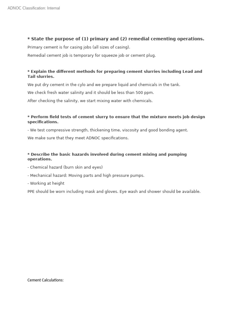 Cement Operations | PDF