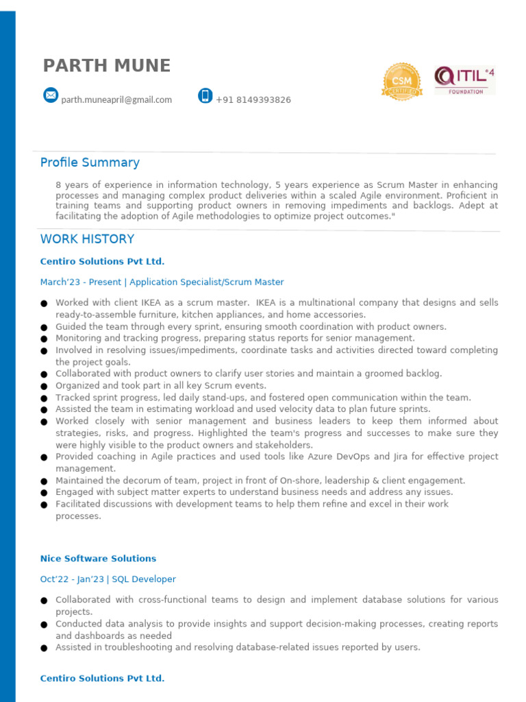 Centiro Solutions Scrum Master Profile | PDF | Scrum (Software Development) | Computing