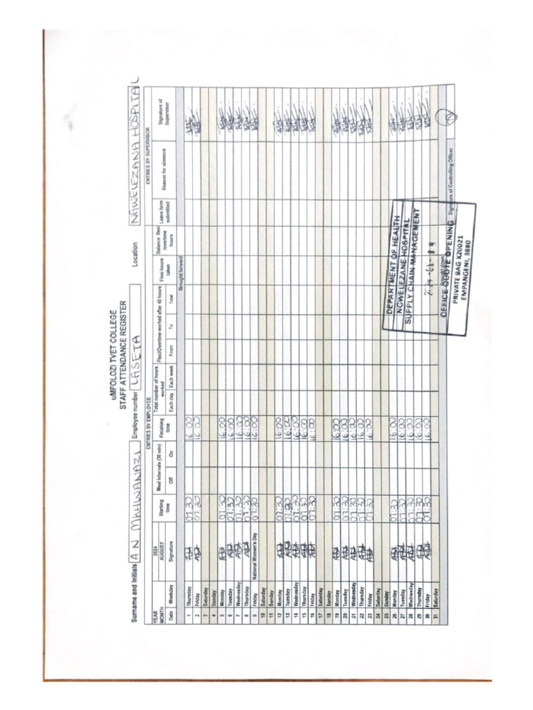 August Timesheet | PDF