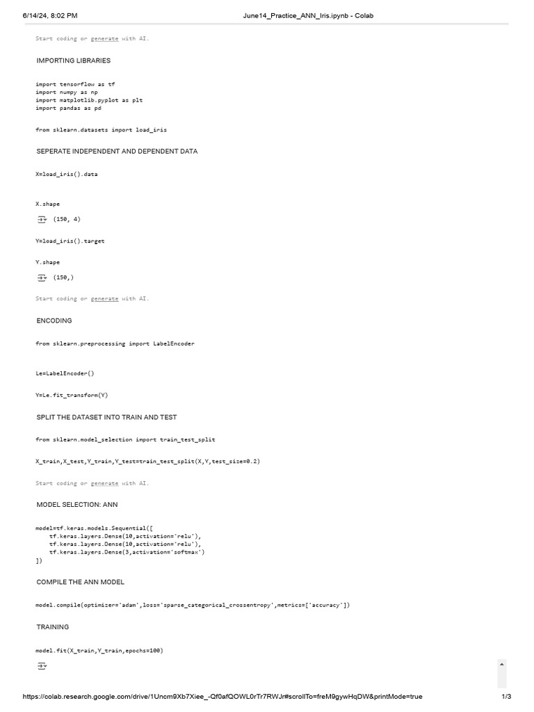 ANN Iris Classification Hands-On | PDF | Computational Neuroscience | Computing