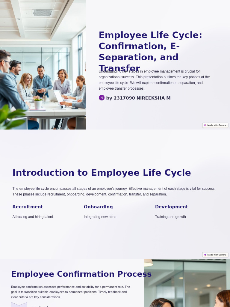 Employee Life Cycle Confirmation E Separation and Transfer | PDF ...