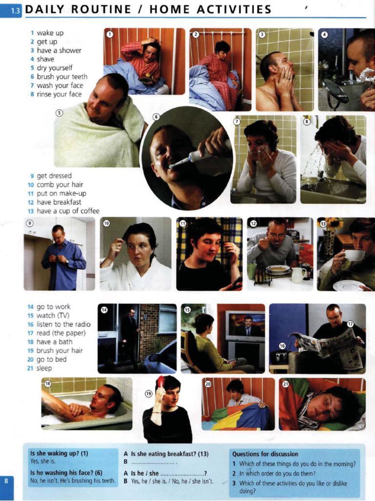 Daily Routine Home Activities | PDF