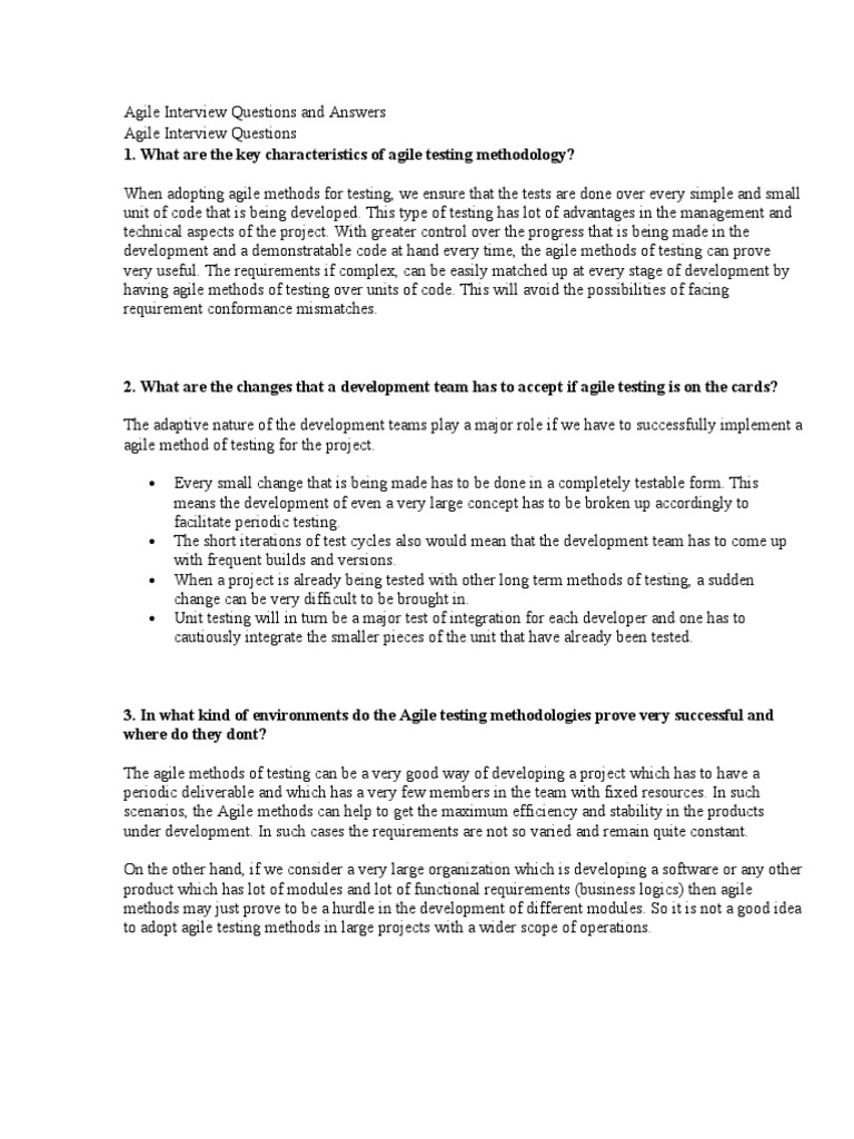 Agile Interview Questions and Answers | PDF | Software Development ...