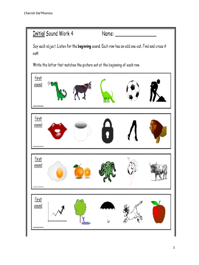 Initial Sound Identification and Odd Man Out Activity | PDF