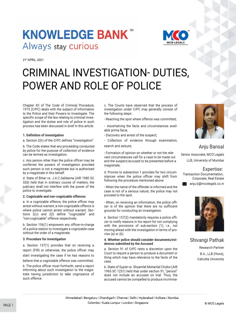 Police Duties in Criminal Investigation | PDF | Police | Crime & Violence