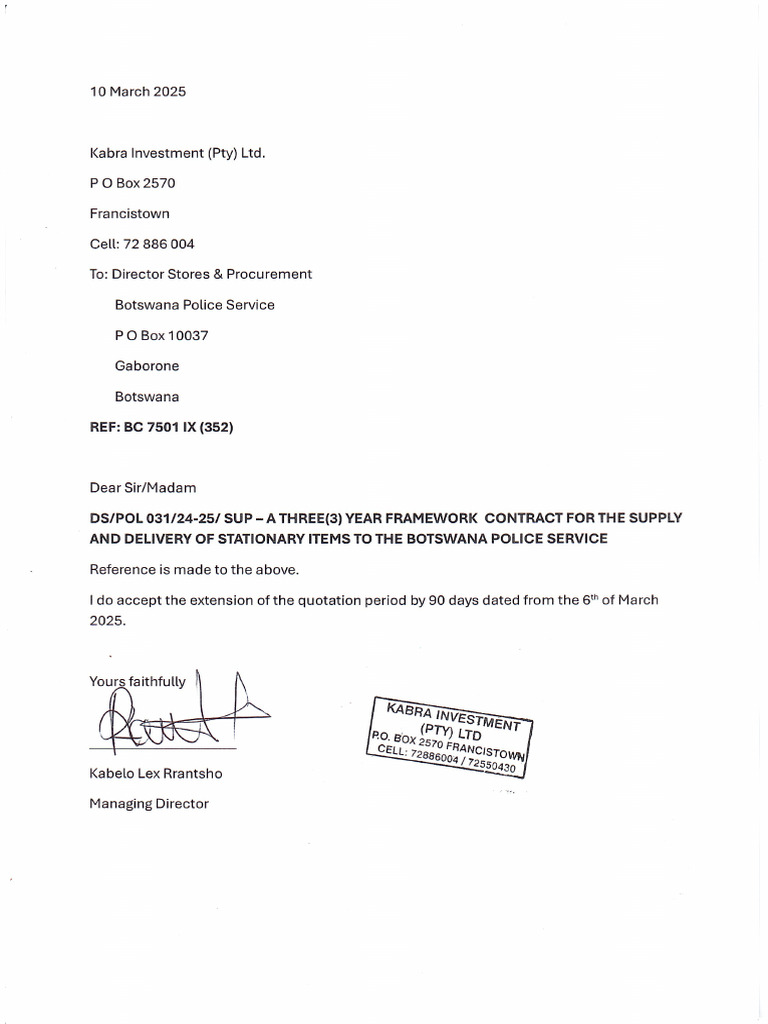 Kabra Period Extension | PDF