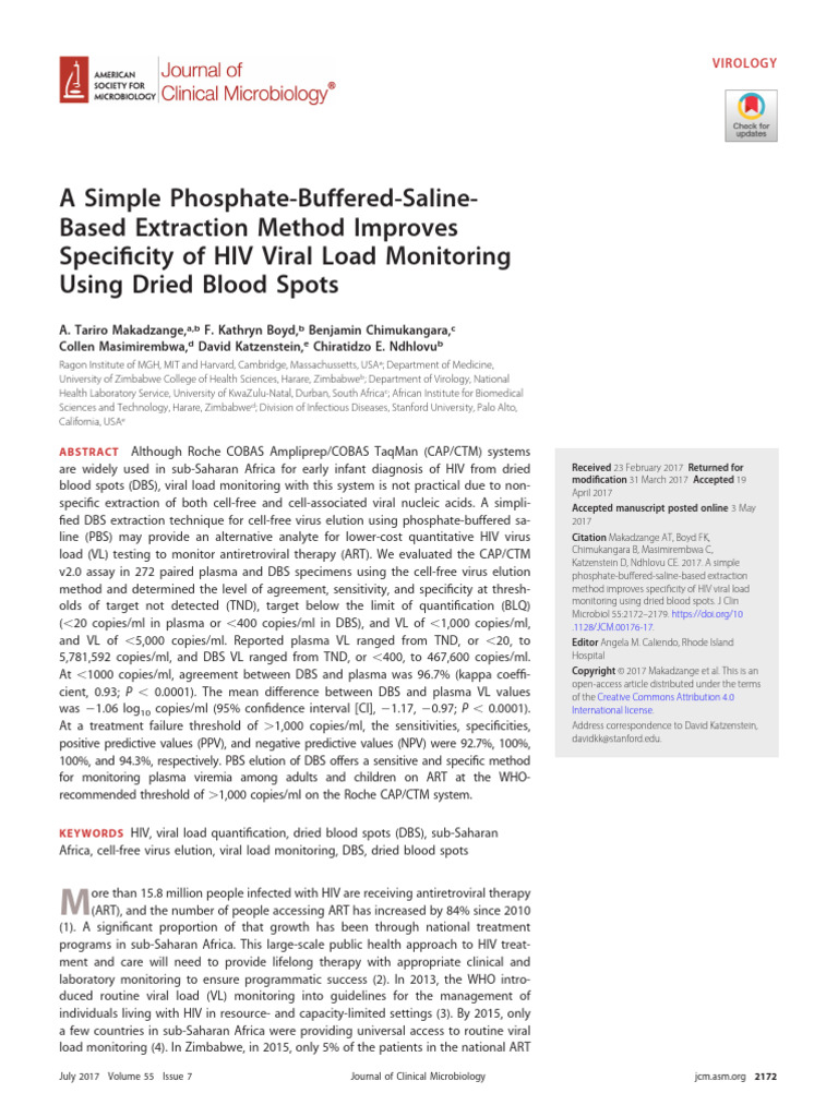 Makadzange Et Al 2017 A Simple Phosphate Buffered Saline Based ...