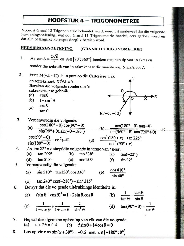 Trigonometrie Hersienings oefening | PDF