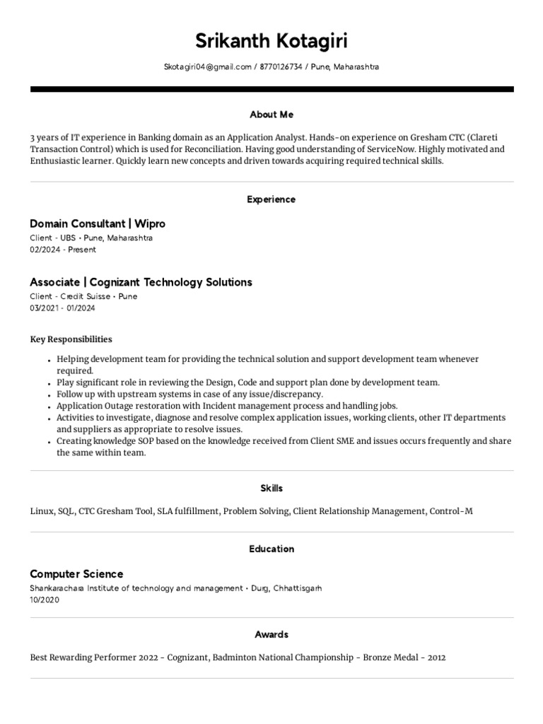 Srikanth CV 2024 | PDF