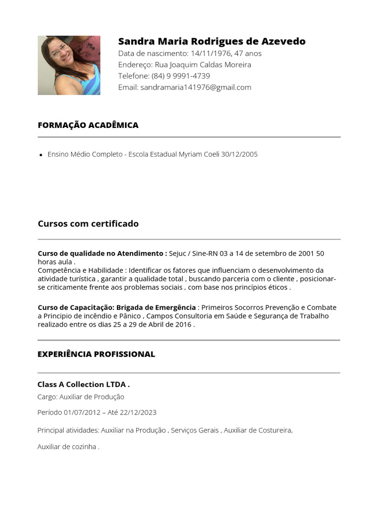 Currículo Sandra PDF | PDF