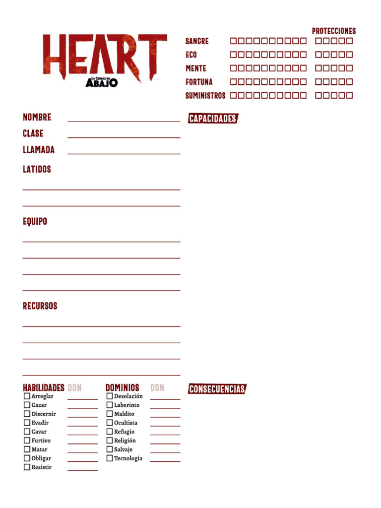 Heart Character Sheet 2024 | PDF