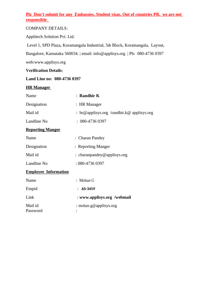 Pesonal Use Only (Read Only) - HR Details | PDF