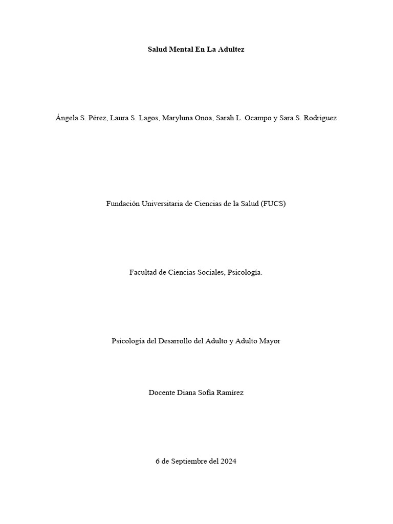 Resumen Salud Mental II - Psic. Desarrollo | PDF | Trastorno depresivo mayor | Esquizofrenia