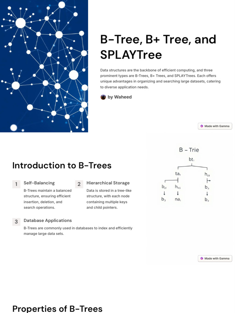 B Tree B Tree and SPLAYTree | PDF | Database Index | Computer Data