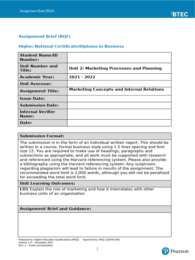 Unit 2 - MKT Planning and Processes-Assignment 1 Brief | PDF | Cognition | Learning