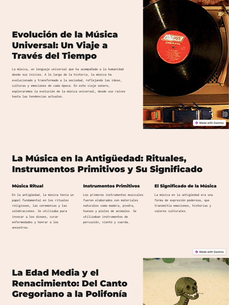 Evolucion de La Musica Universal Un Viaje A Traves Del Tiempo 1 | PDF ...
