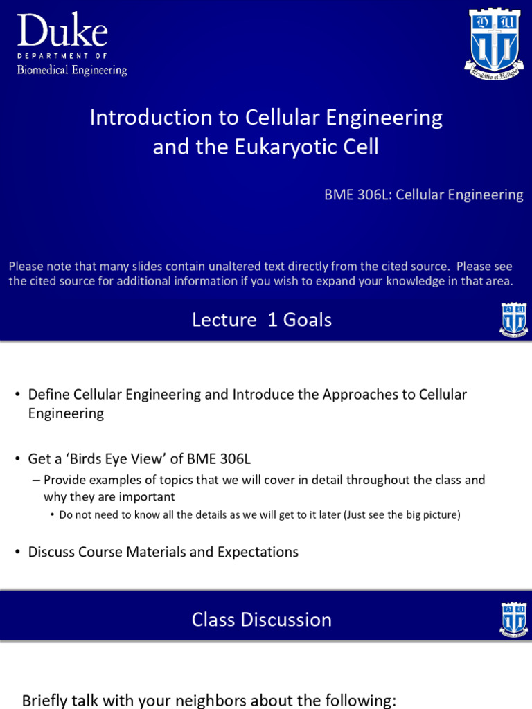 1-Introduction To Cellular Engineering and The Eukaryotic Cell | PDF ...