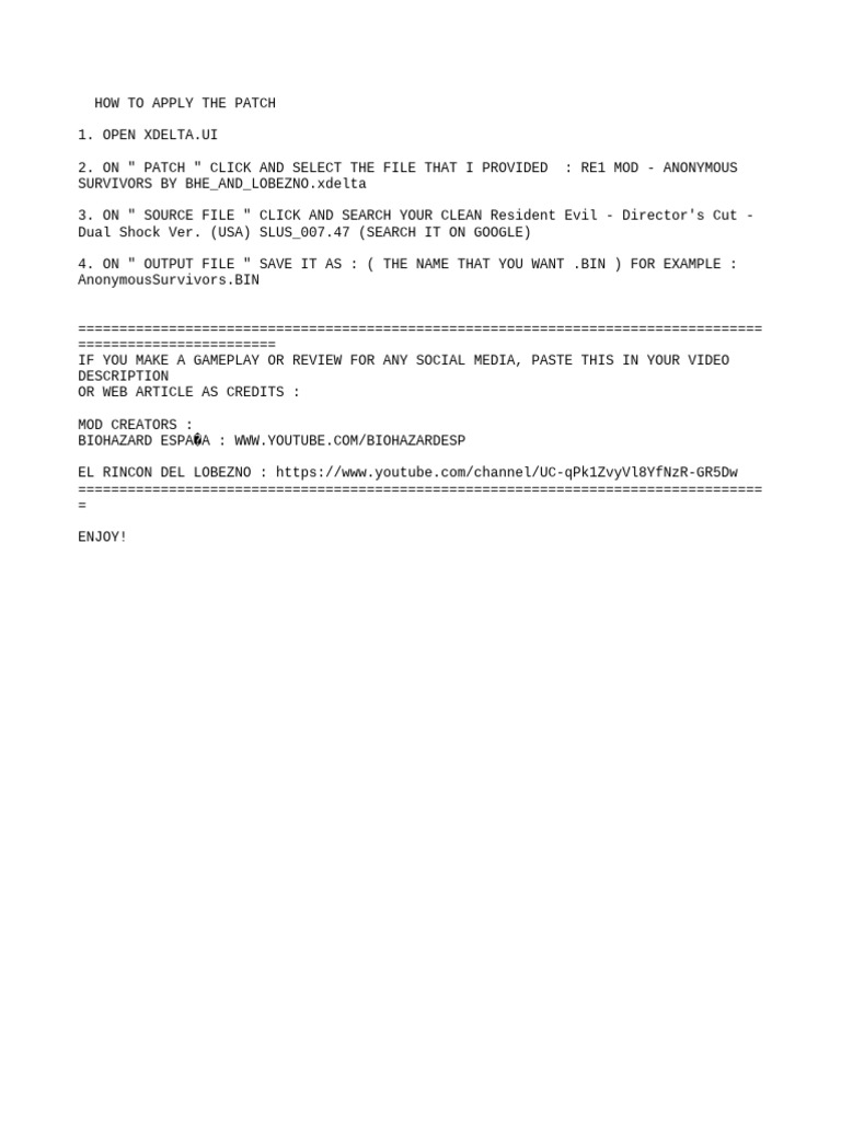 How Apply The Xdelta Patch | PDF
