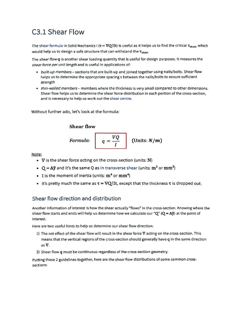 Shear Flow and Shear Centre | PDF