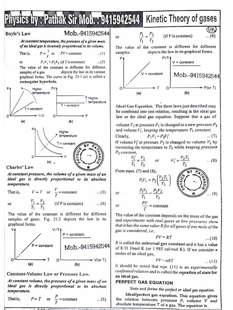 Kinetic Theory of Gases Notes | PDF