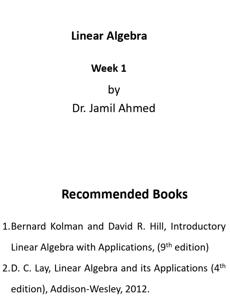 Linear Algebra-Week 1 | PDF