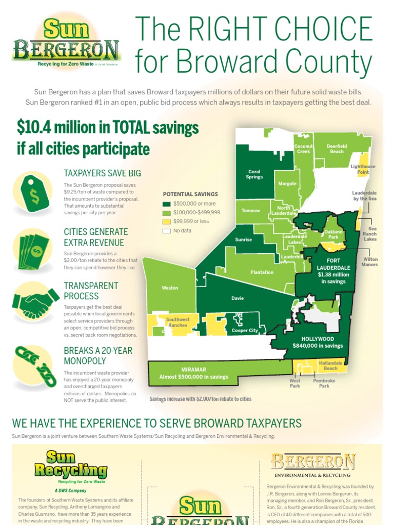 Sun Bergeron Savings To Broward Cities For Waste Disposal | PDF ...