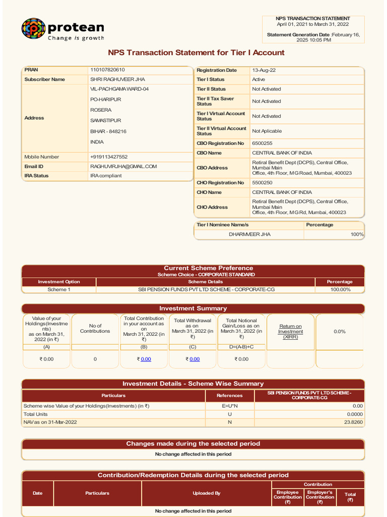 NPS Transaction Statement Summary | PDF | Tax Deduction | Financial ...