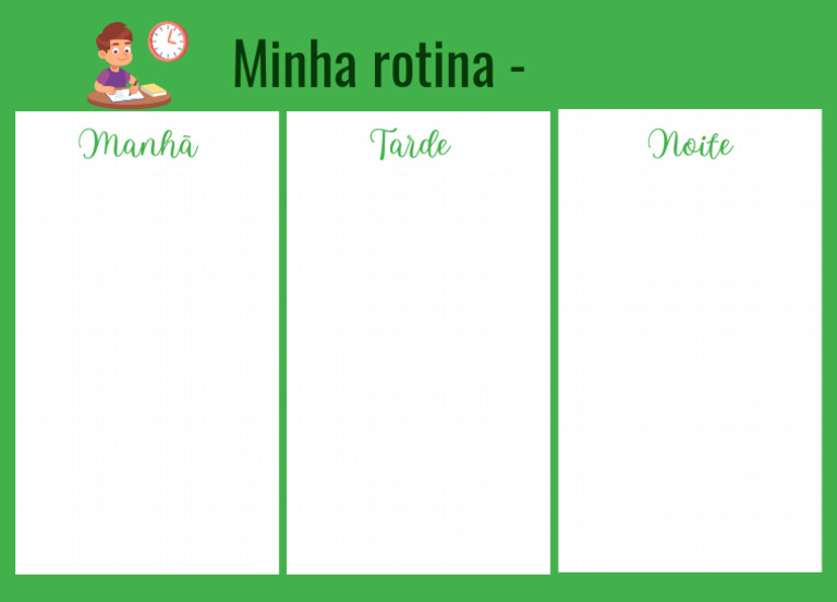 Quadro Rotina, Manha, Tarde e Noite | PDF