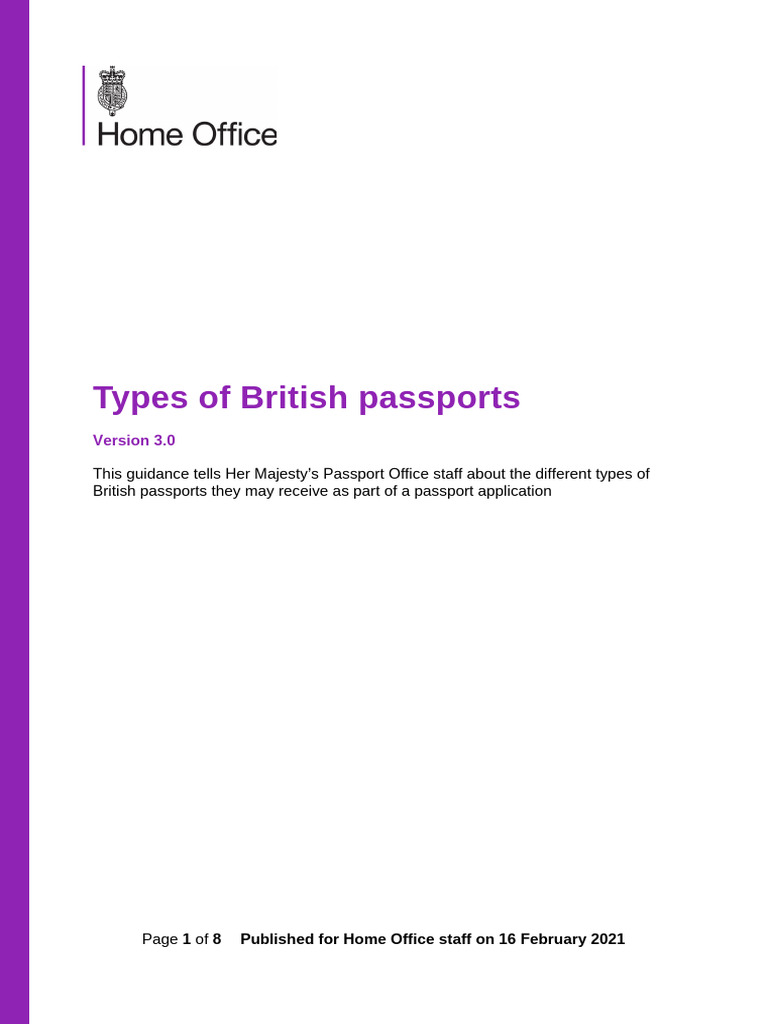 Types of British Passports V3 FOR GOV - UK PUBLICATION | PDF | Passport ...