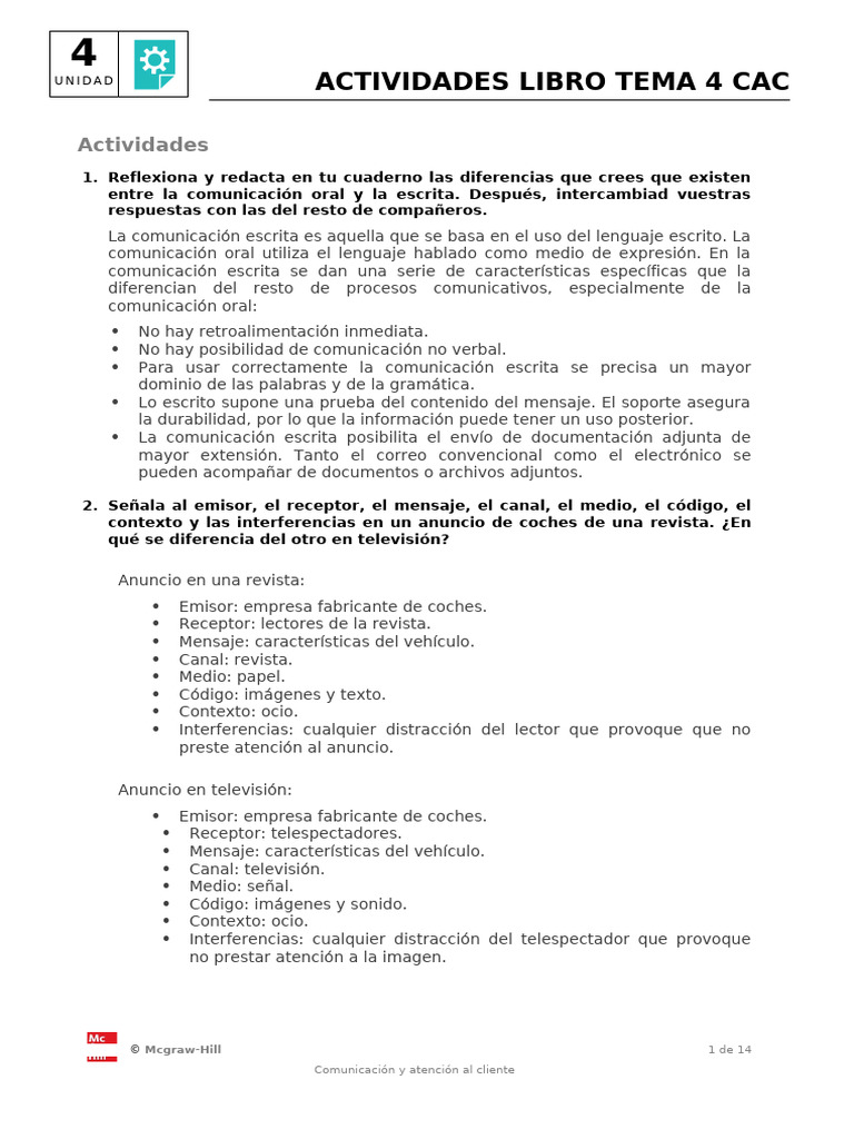 Sol - Act - Tema 4 - Cac | PDF | Reciclaje | Comunicación