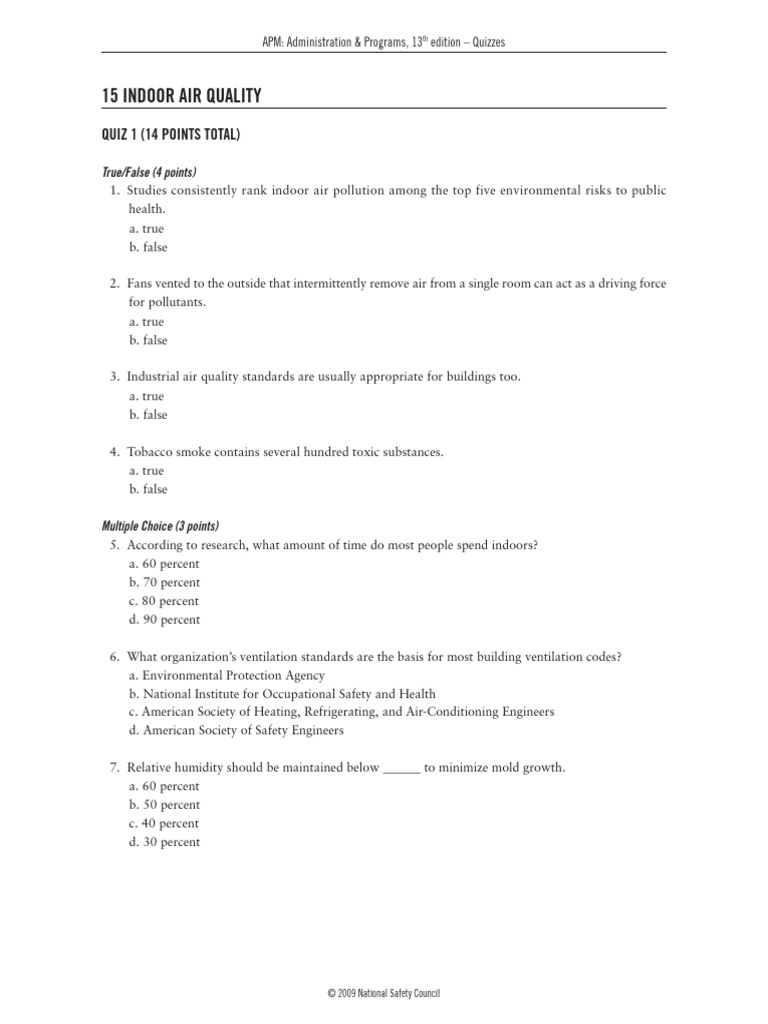 Indoor Air Quality Quiz Questions | PDF | Ventilation (Architecture ...