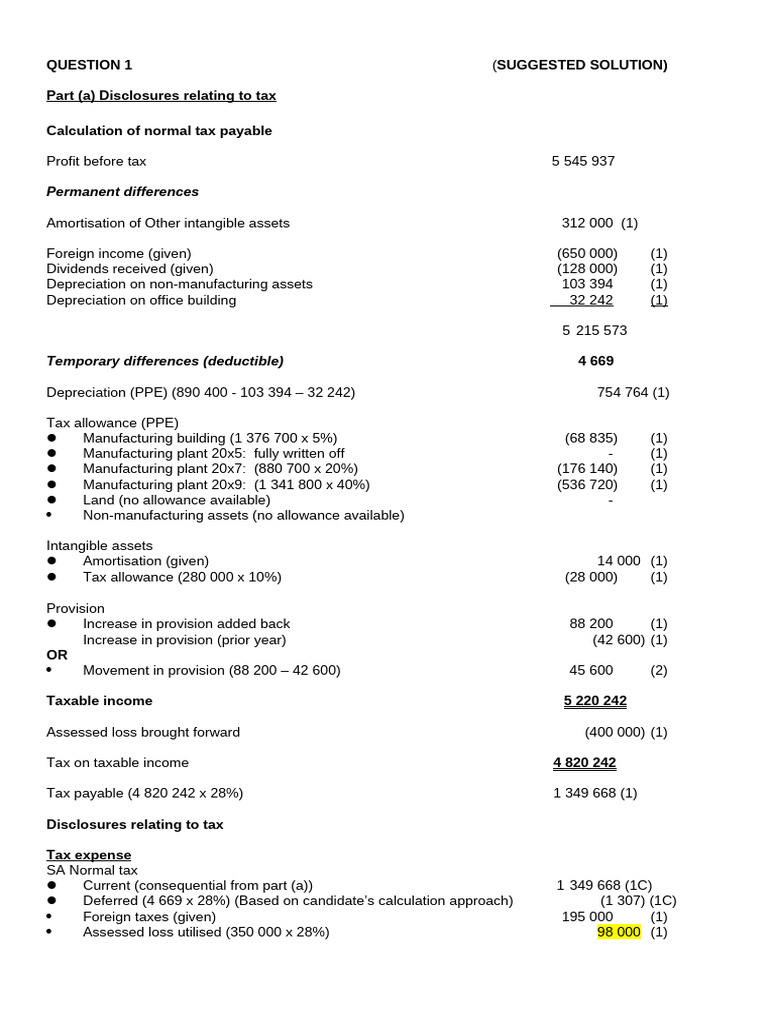 Income Taxes Lesson 4 - Revision Class Pre-Lecture Solution | PDF ...