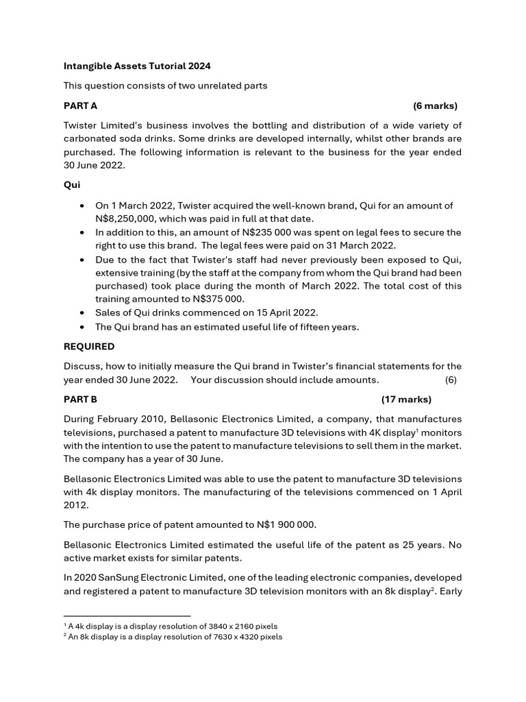 Intangible Assets Tutorial For Submission | PDF | Computer Monitor | Patent