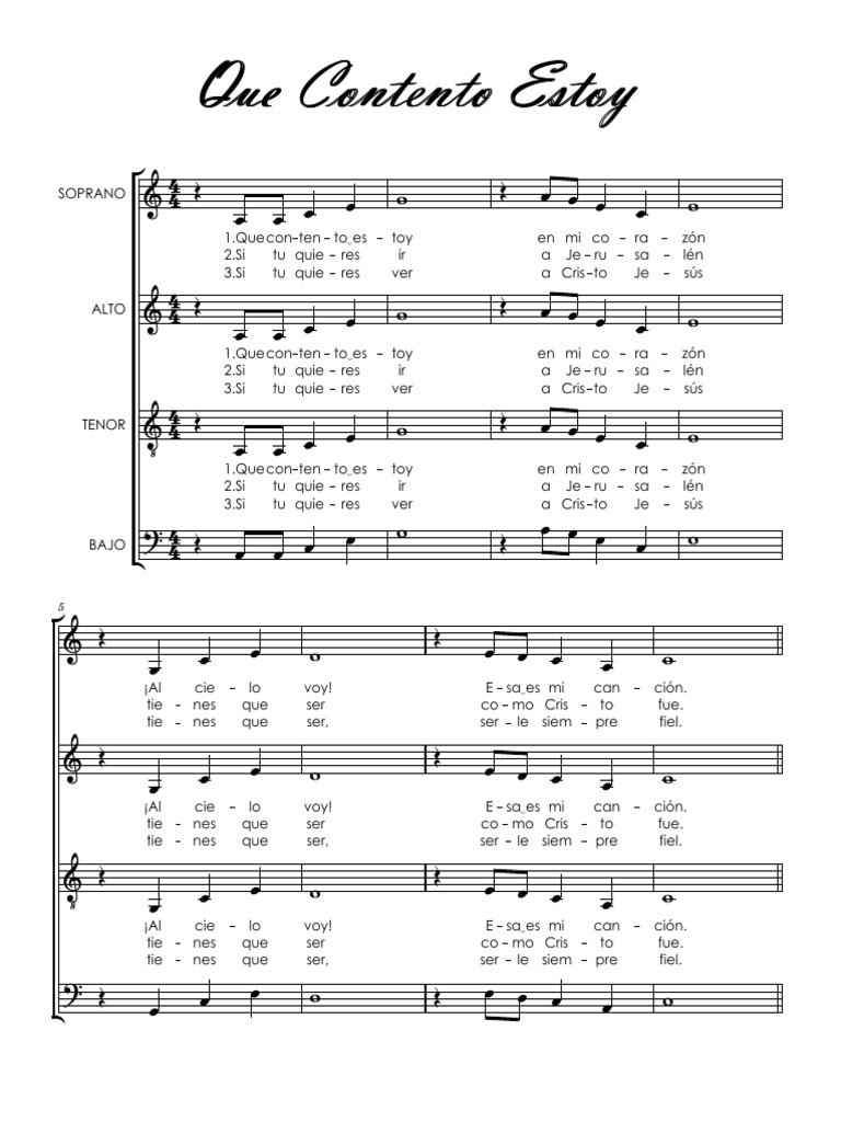 Que Contento Estoy - Partitura Completa | PDF