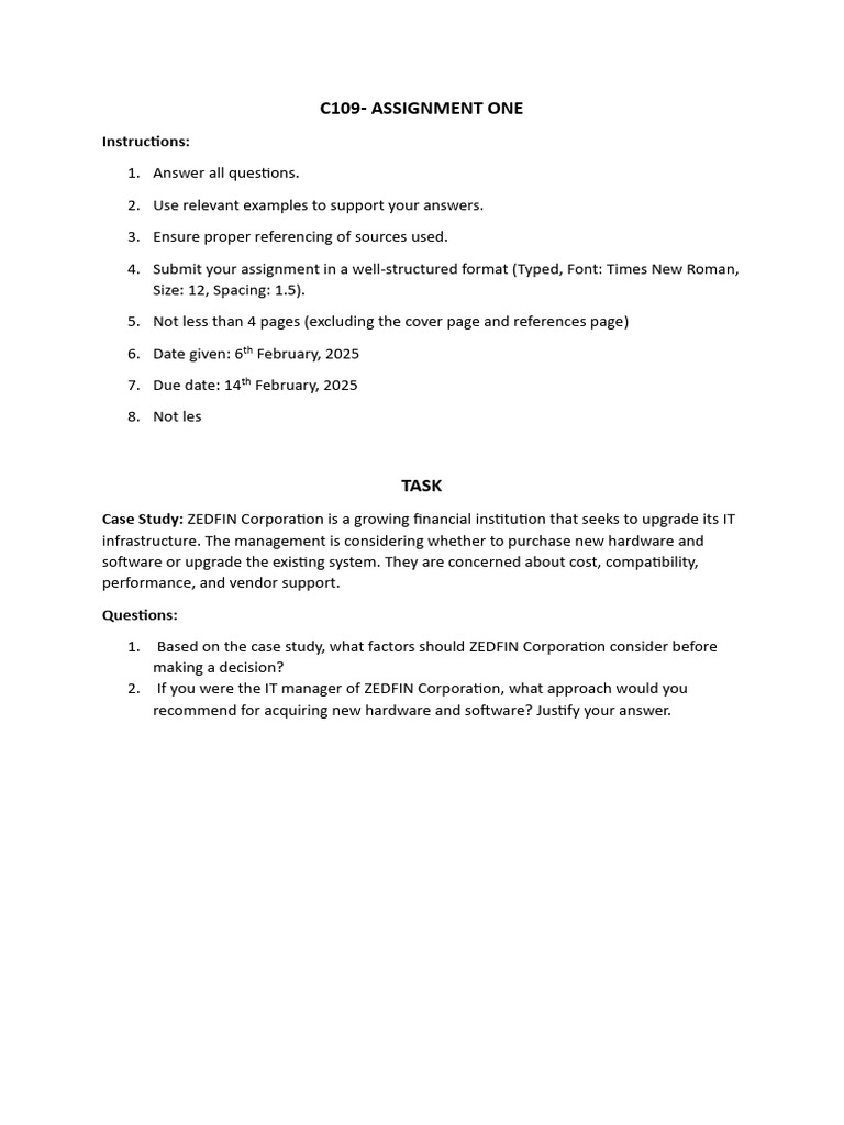 C109 Assignment One | PDF