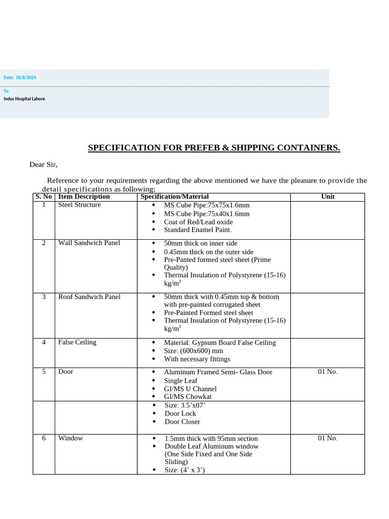Shipping Container Specifications Guide | PDF | Door | Window