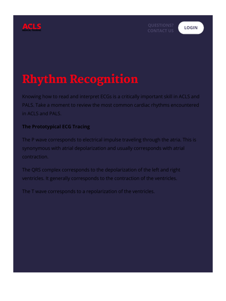 Rhythm Recognition - ACLS Medical Training | PDF | Electrocardiography ...