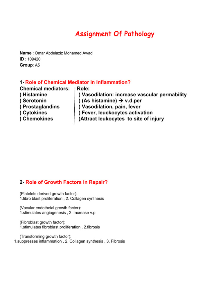 Assignment of Pathology 1 Copy | PDF
