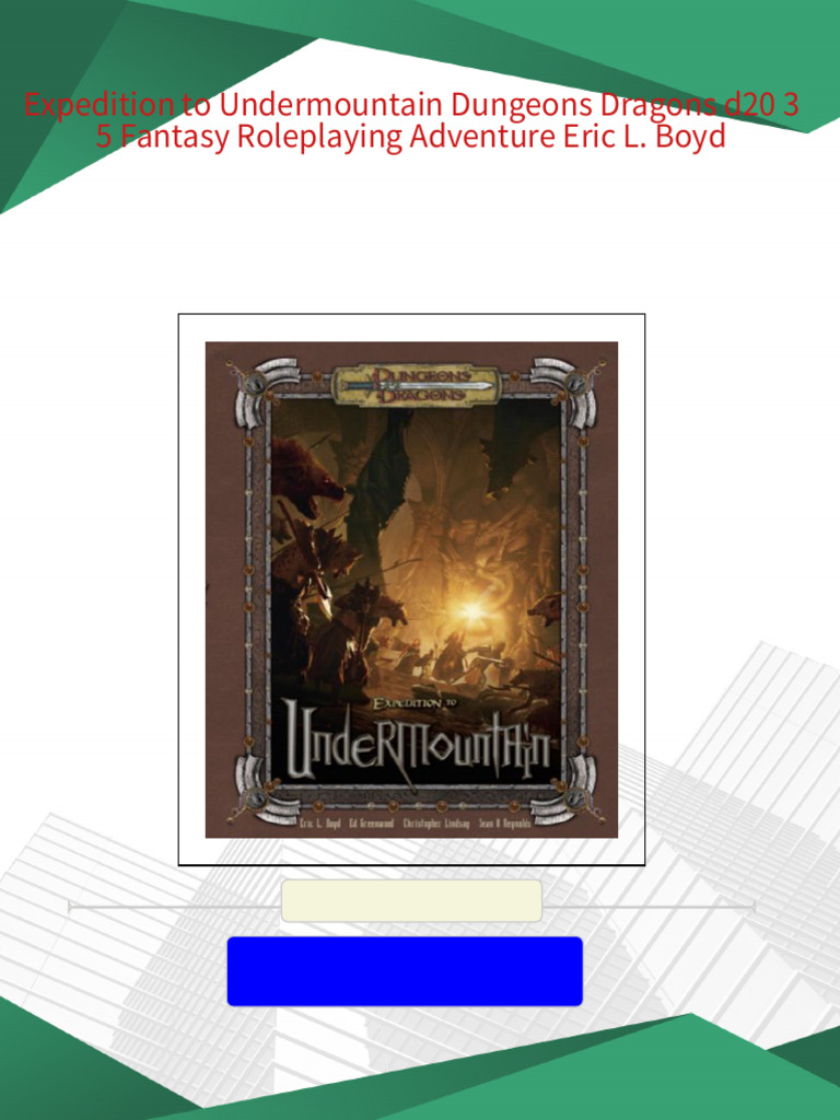 Expedition to Undermountain Dungeons Dragons d20 3 5 Fantasy Roleplaying Adventure Eric L. Boyd ...