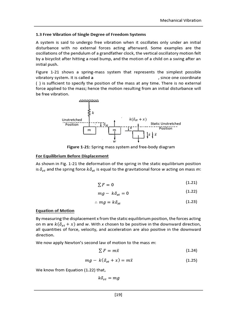 Lecture 02 - Mechanical Vibration (GME223) | PDF | Oscillation | Force