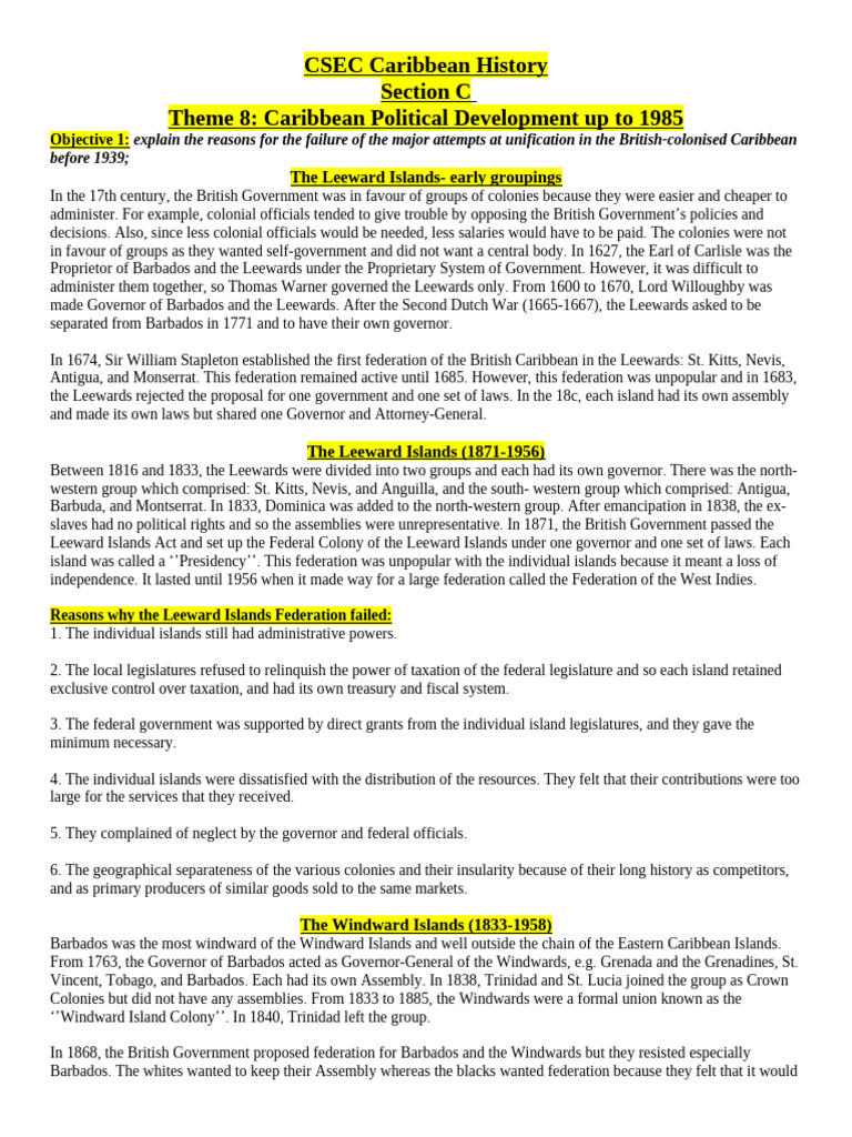 Theme 8 - Caribbean Political Development Up To 1985 | PDF