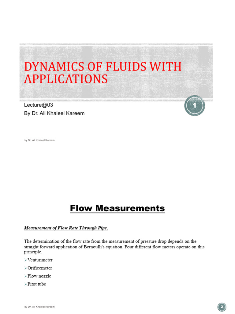 Dynamic Fluids With Applications@Lecture@03 (1) | PDF | Flow ...