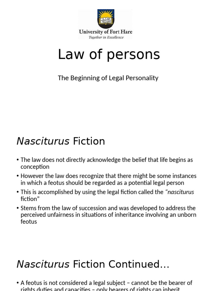 Legal Personality and Nasciturus Fiction | PDF | Social Institutions ...