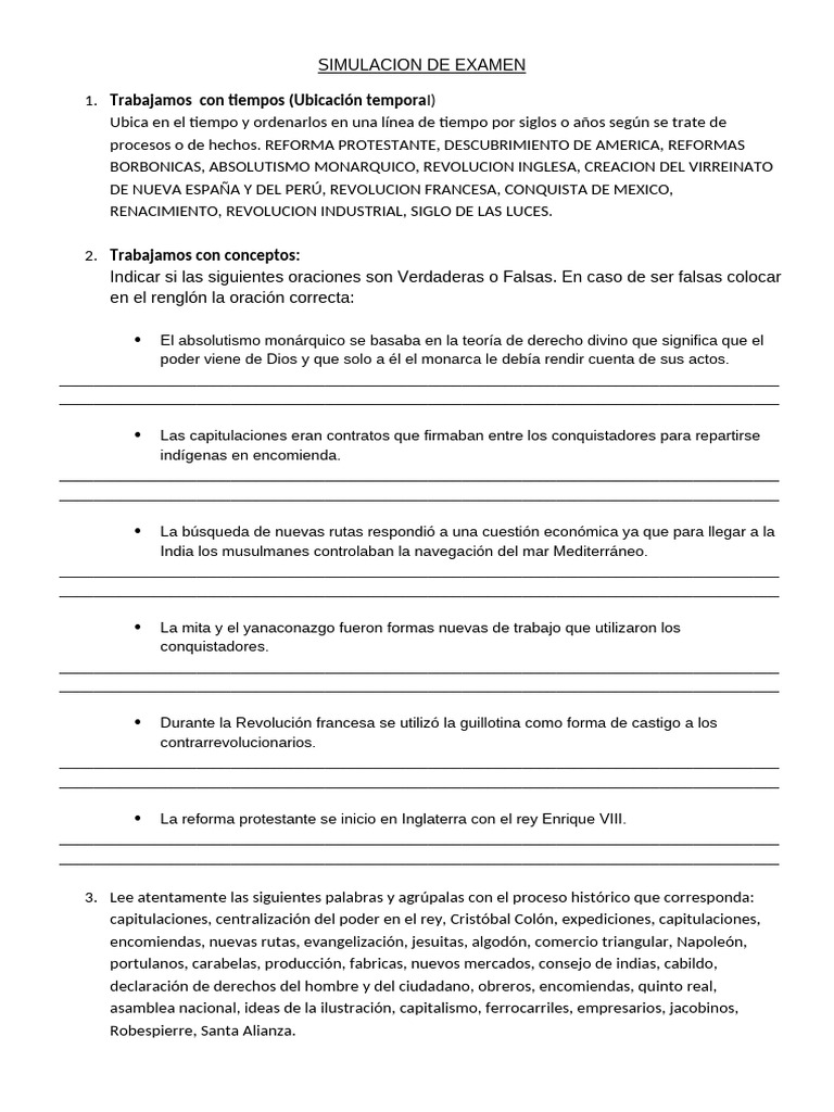 Simulacion de Examen 3 | PDF | Nueva españa | revolución Francesa