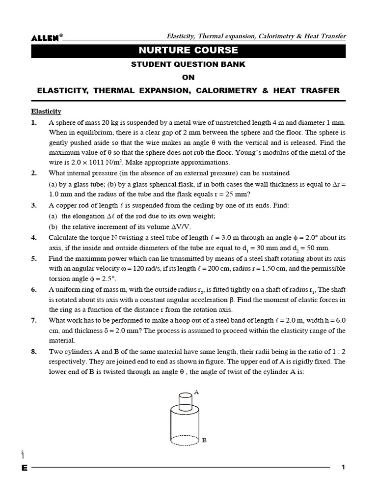 Elasticity Calorimetry Thermal Expansion Heat Transfer | PDF | Heat Transfer | Physical Chemistry