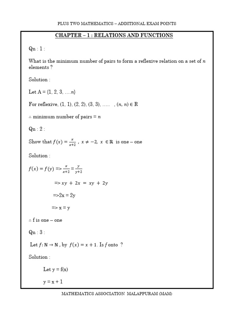 Plus Two Mathematics Exam Points | PDF | Matrix (Mathematics) | Algebra